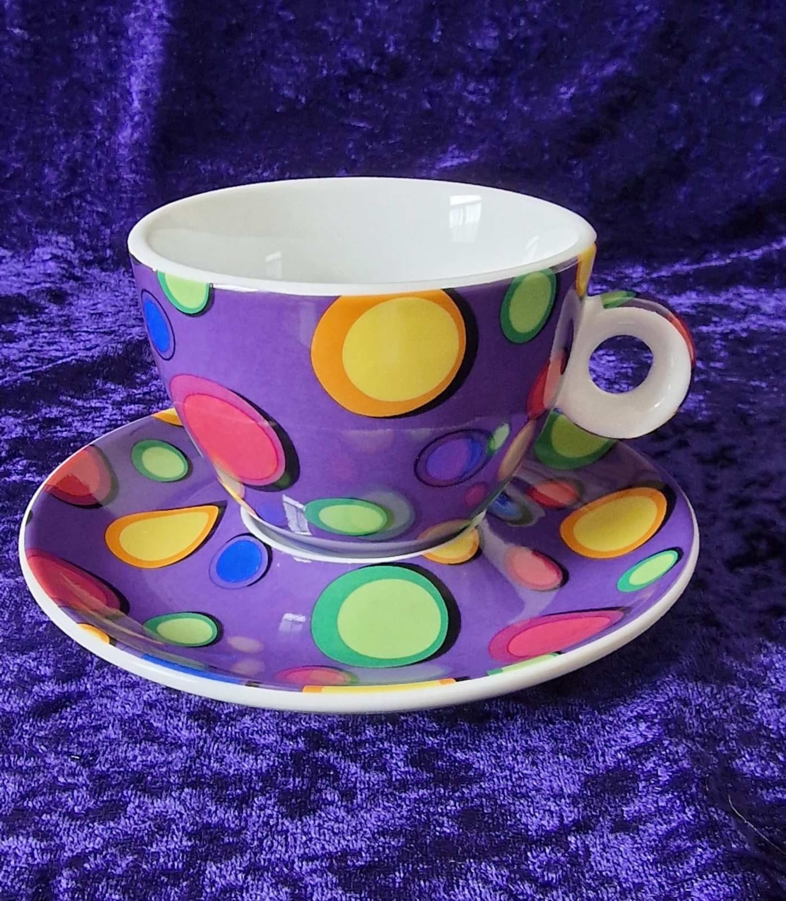 Cup and Saucer Set, Polka Dot Tea Cup and Saucer Set, Cappuccino Cups ...