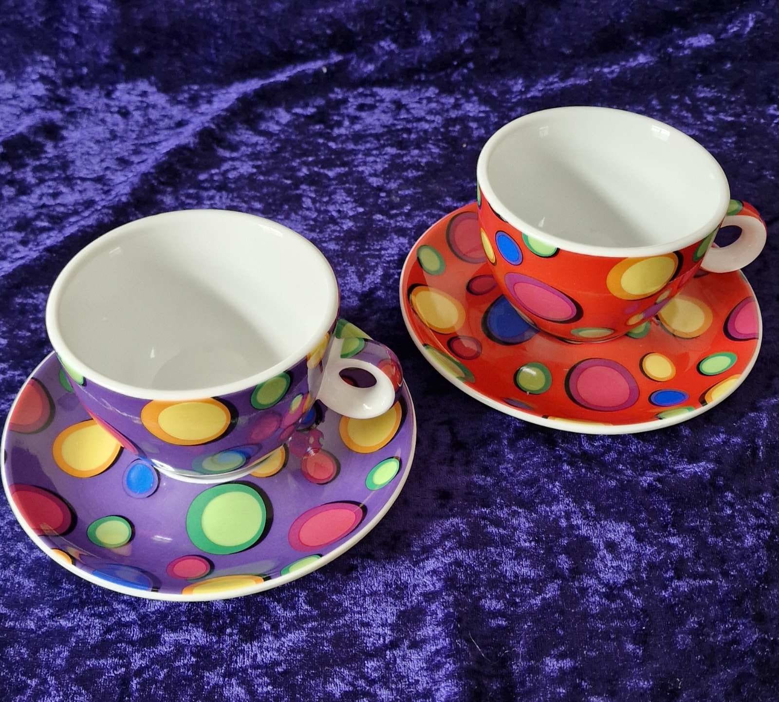 Cup and Saucer Set, Polka Dot Tea Cup and Saucer Set, Cappuccino Cups ...