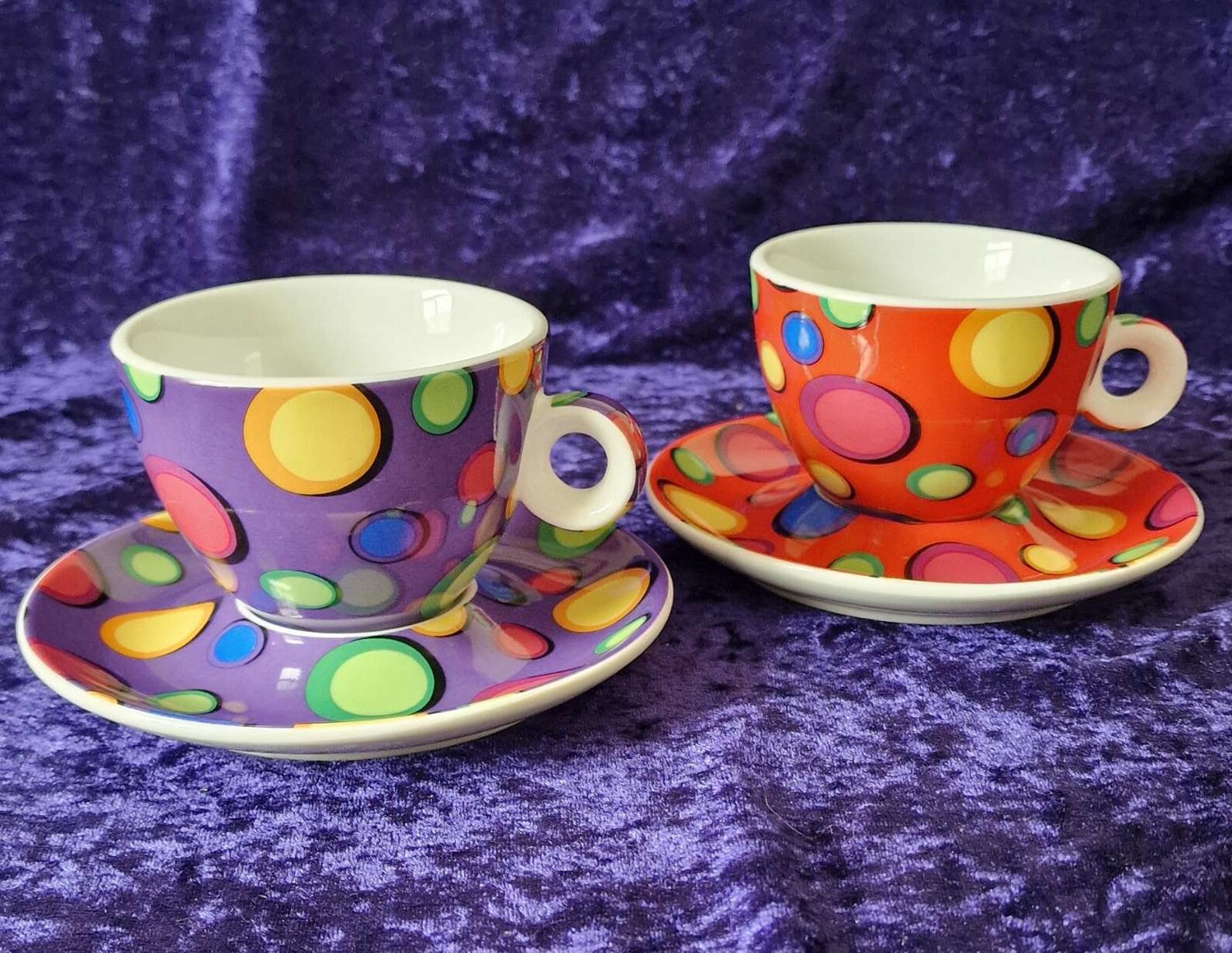 Cup and Saucer Set, Polka Dot Tea Cup and Saucer Set, Cappuccino Cups ...