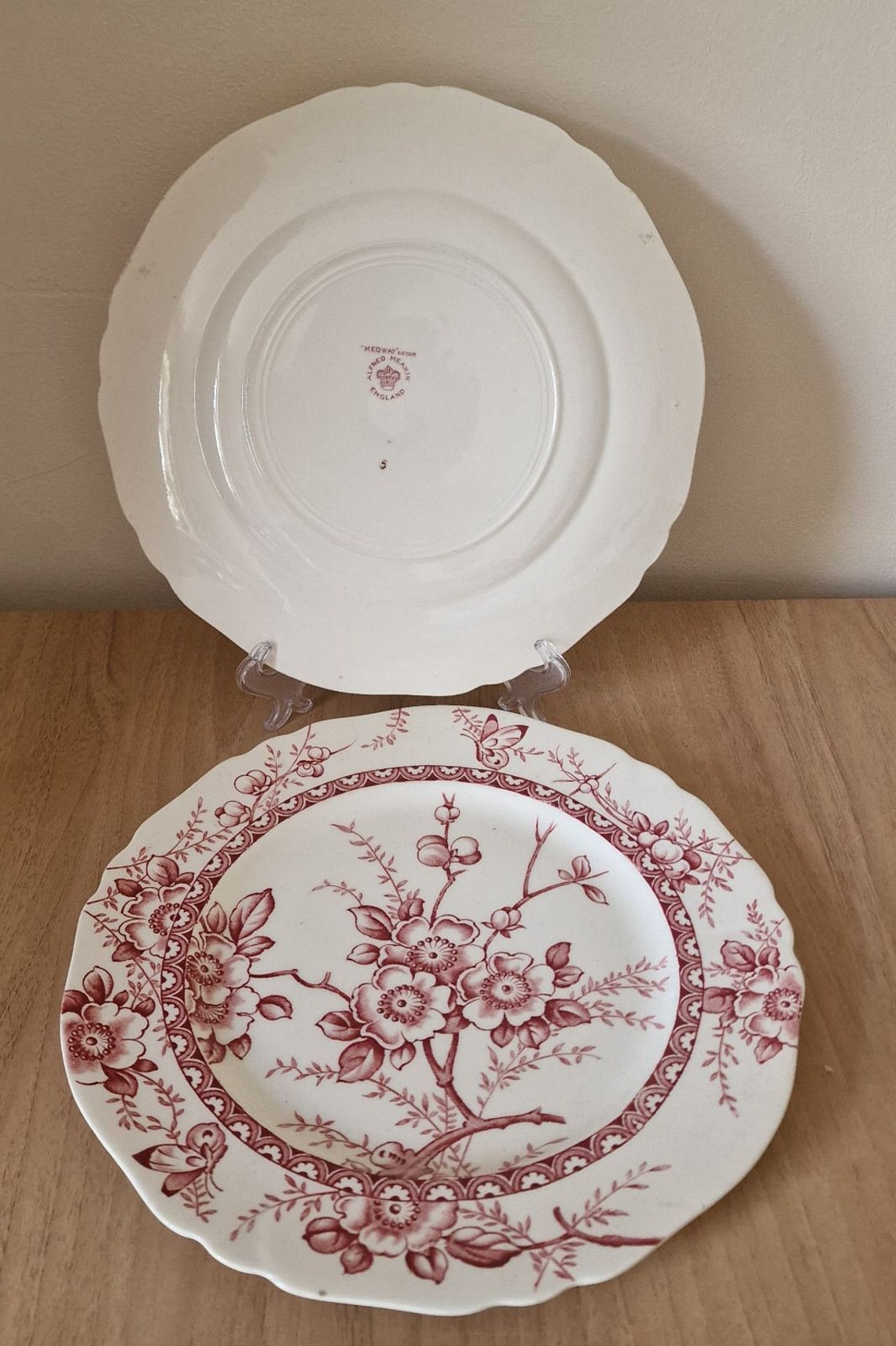 Pair of Antique Alfred Meakin Pink Transferware medway Decor Pattern ...
