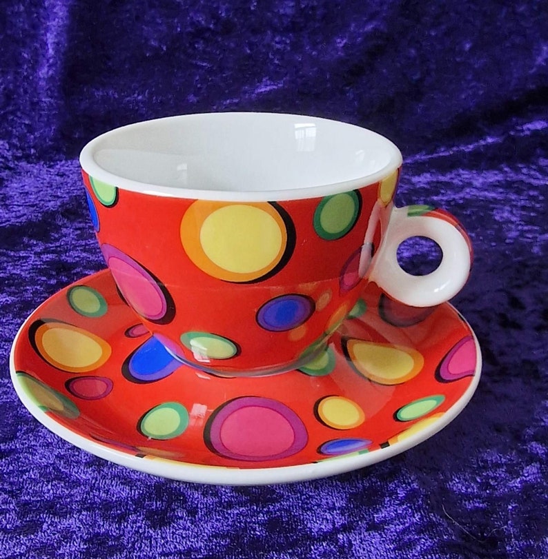 Cup and Saucer Set, Polka Dot Tea Cup and Saucer Set, Cappuccino Cups ...