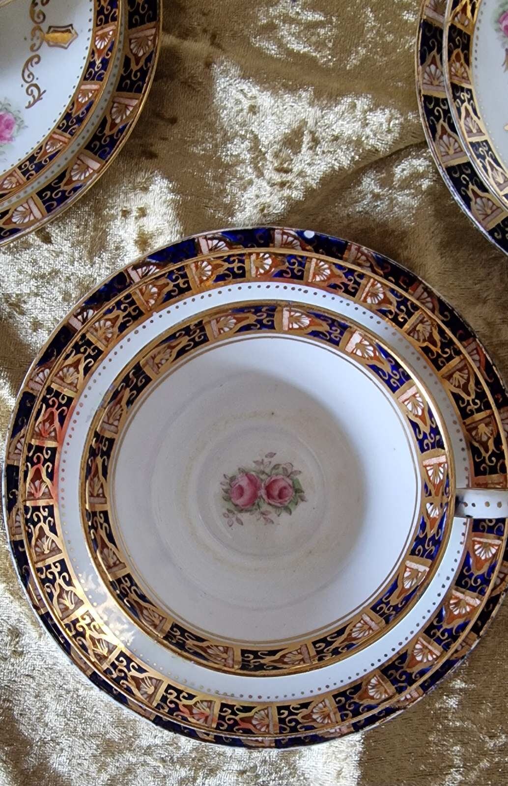 Rare Edwardian Duchess China, Pattern 1670 DUC58, Pink Roses, Cobalt ...