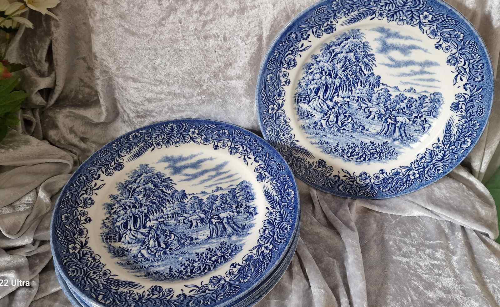 Churchill Blue and White China Plate, Churchill Harvest Dinner Plate ...