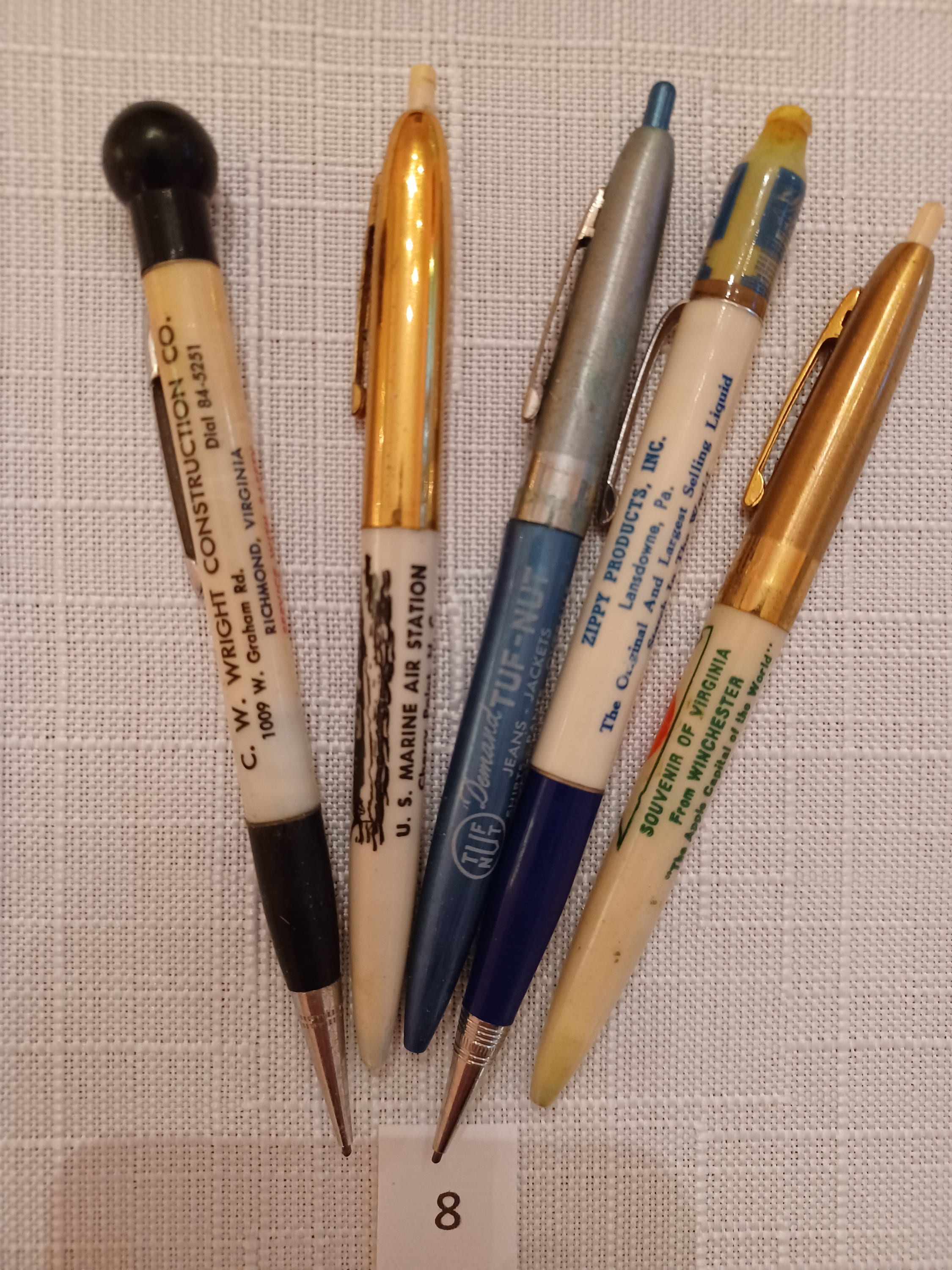 Antique Advertising Pens of 40's and 50's in Separate Sets of 5 Each ...