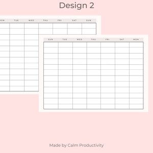 Blank Monthly Calendar Printable Landscape Calendar Minimalist Calendar ...