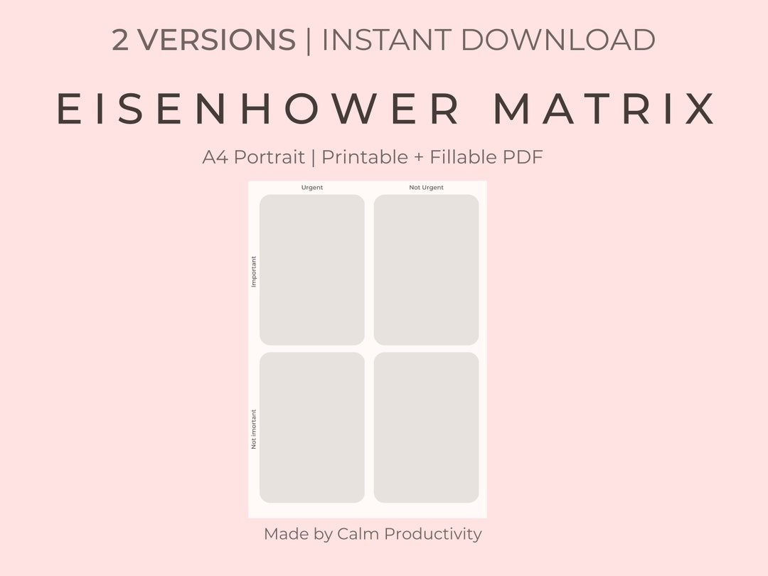 Eisenhower Matrix Decision Matrix Urgency Matrix Printable Goal Planner ...
