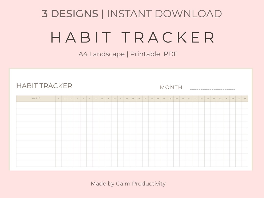 Beautiful MONTHLY Digital Habit Tracker - Etsy UK