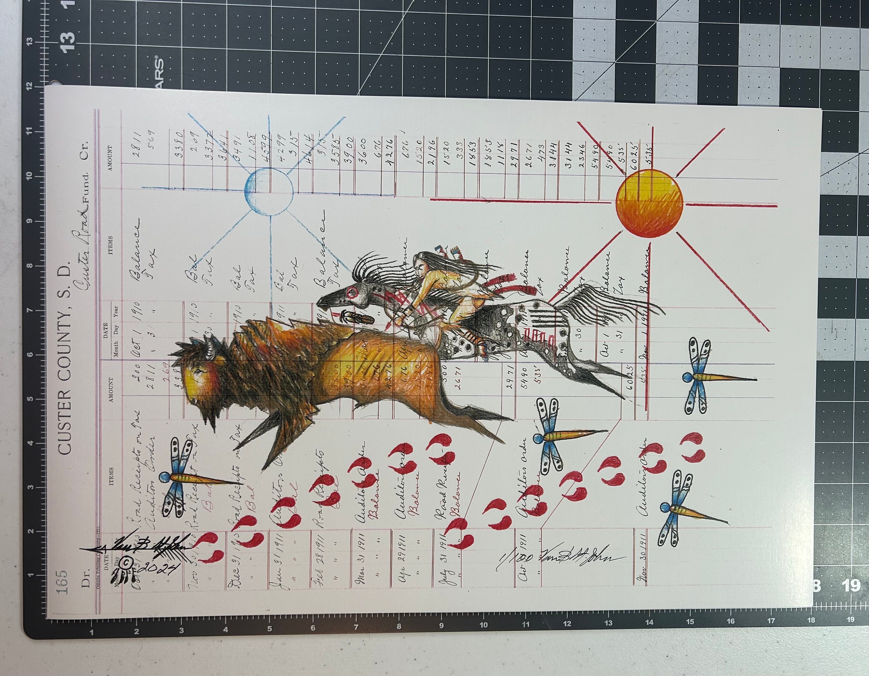 Buffalo Hunt Ledger Print - Etsy