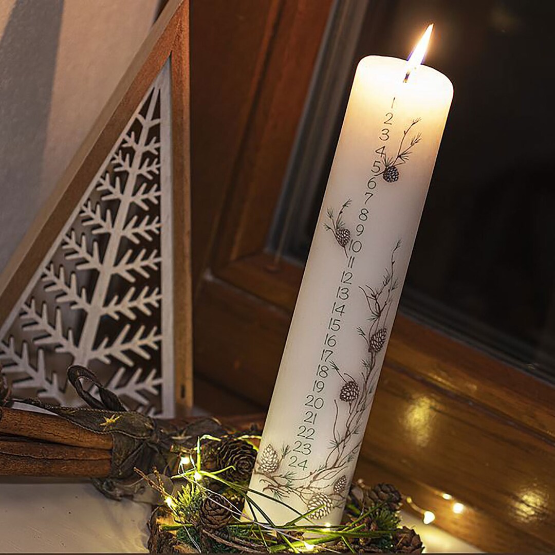 Advent Candle With Numbers | Advent Calendar | Large Candle With ...