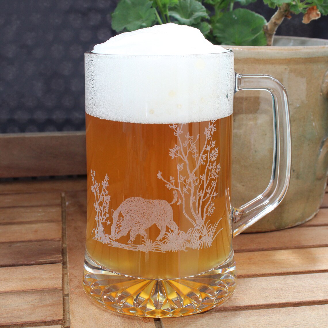 Beer Glass With Hunting Motif: Boar | Deer | Stag | Beer Glass With ...