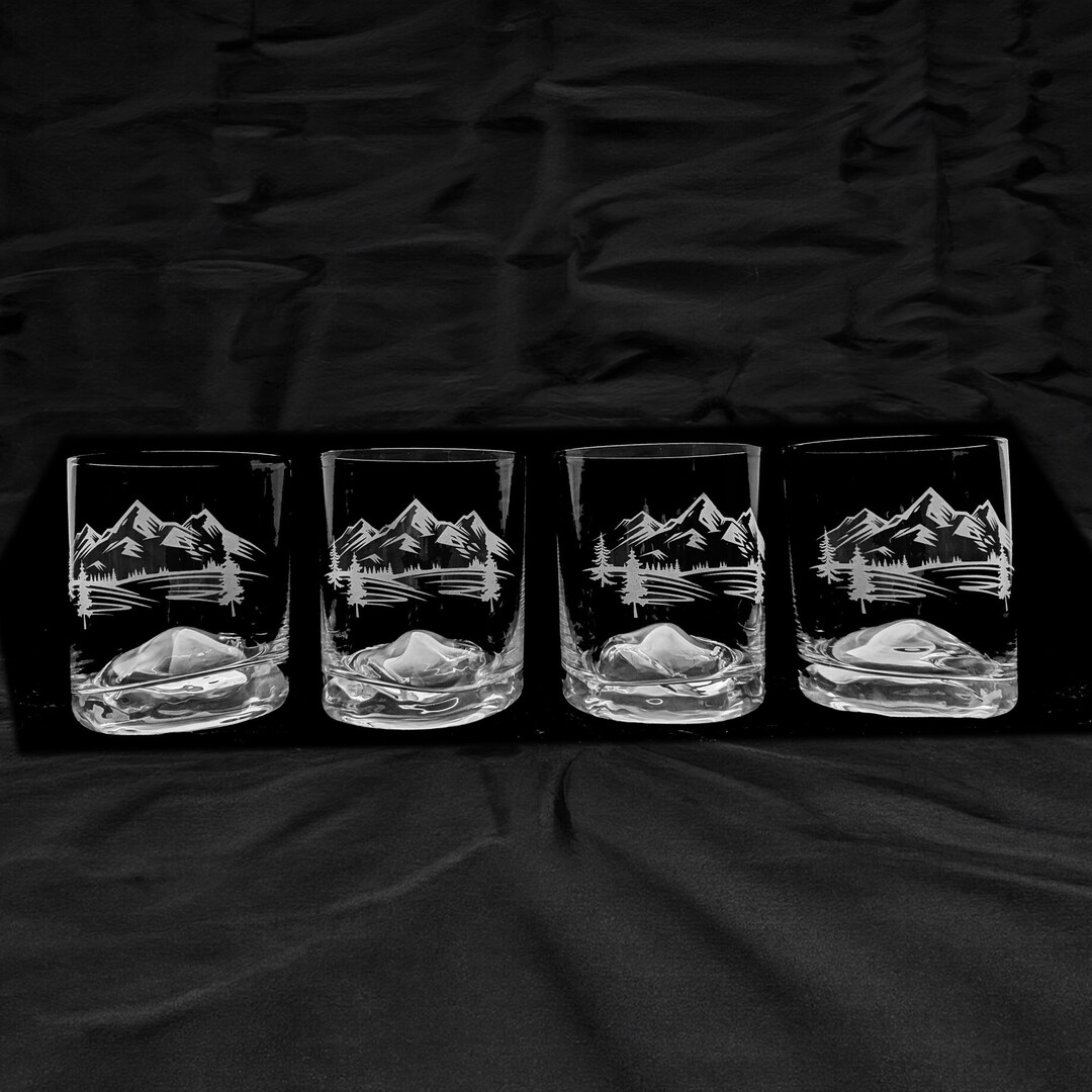 3D Mountain Relief Whiskey Glasses Set 320 Ml Robust Lenses With ...
