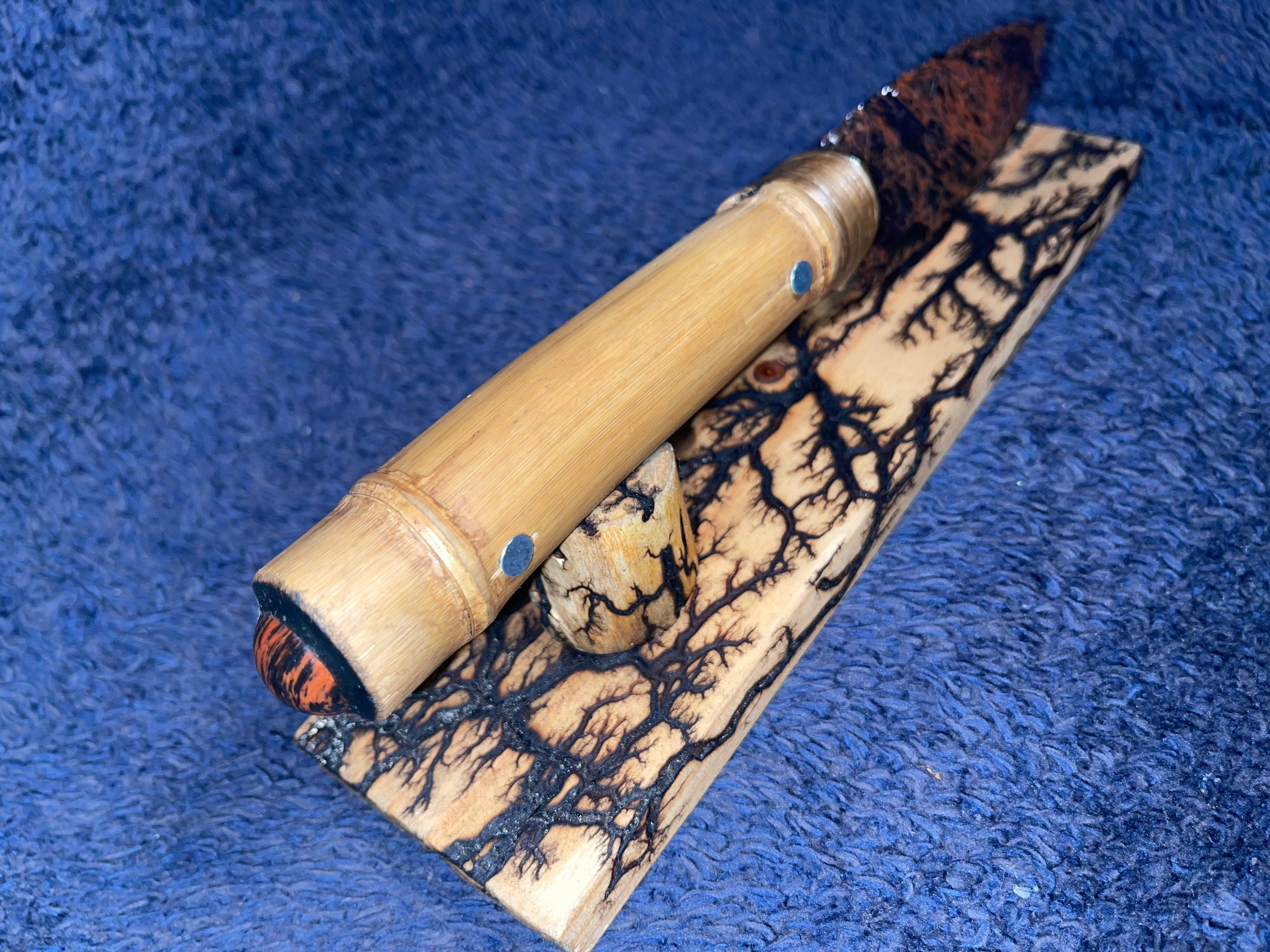 Mahogany Obsidian Knapped Knife With Wood Handle (stand Not Included ...