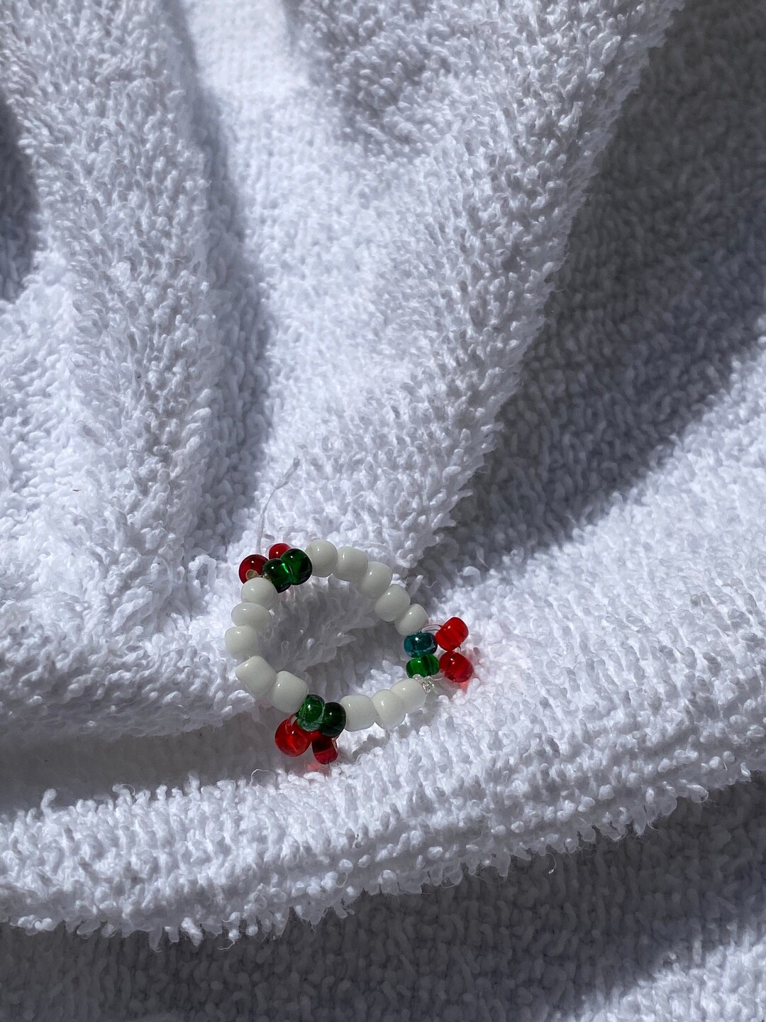 Cherry Beaded Ring - Etsy