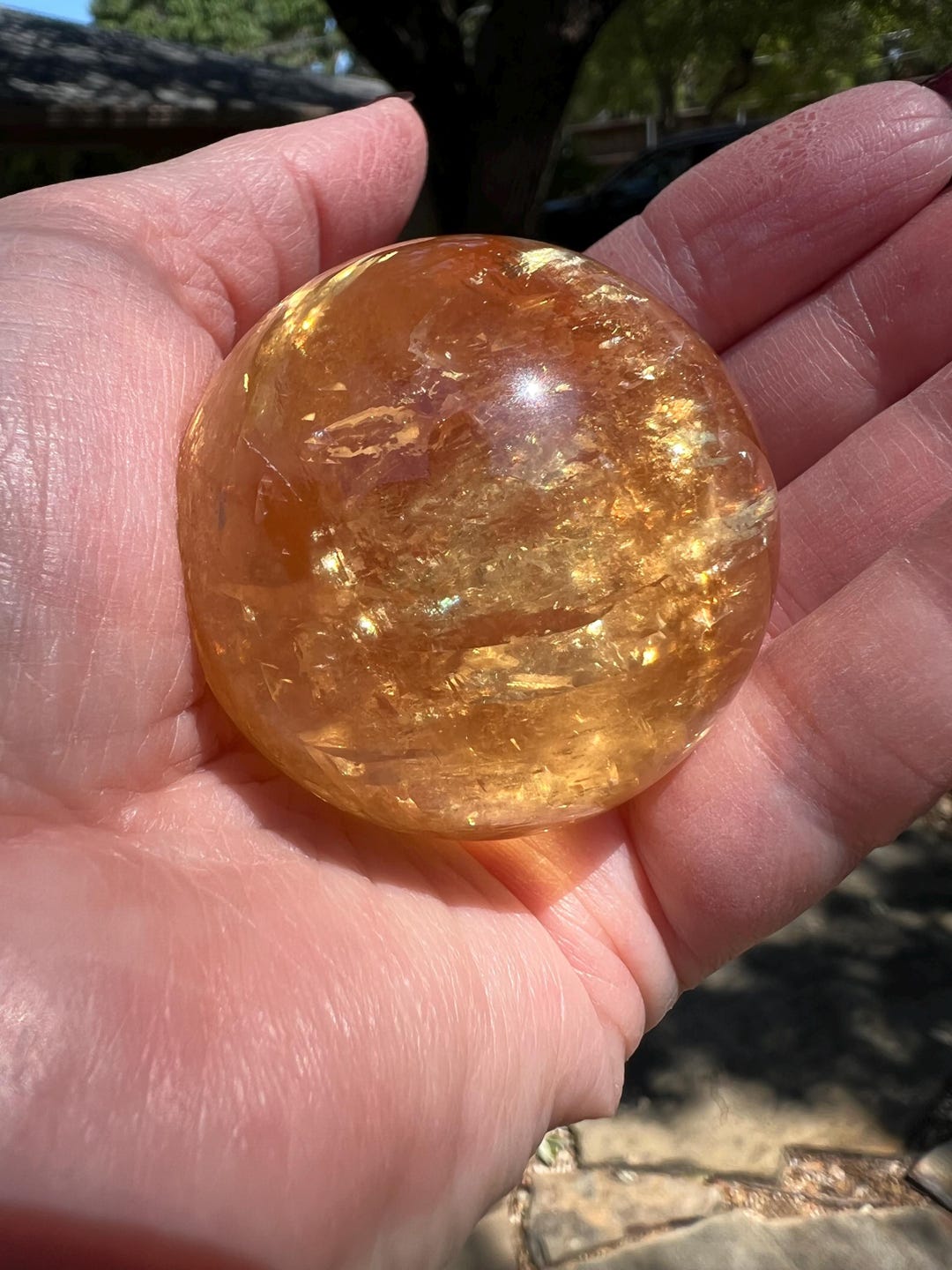Golden Optical Calcite Sphere, 5.5, Flash, Luminescent, Brazil, High ...