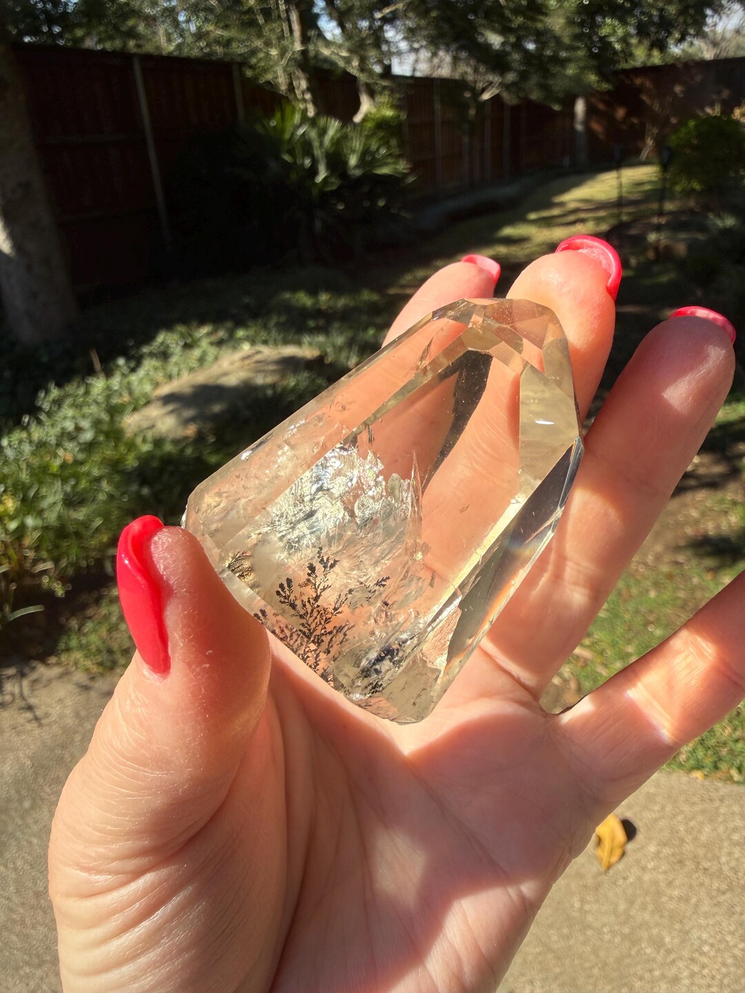 Polished Citrine W Ferns, 2.1”, Hematite Veils, Color, High Vibration ...