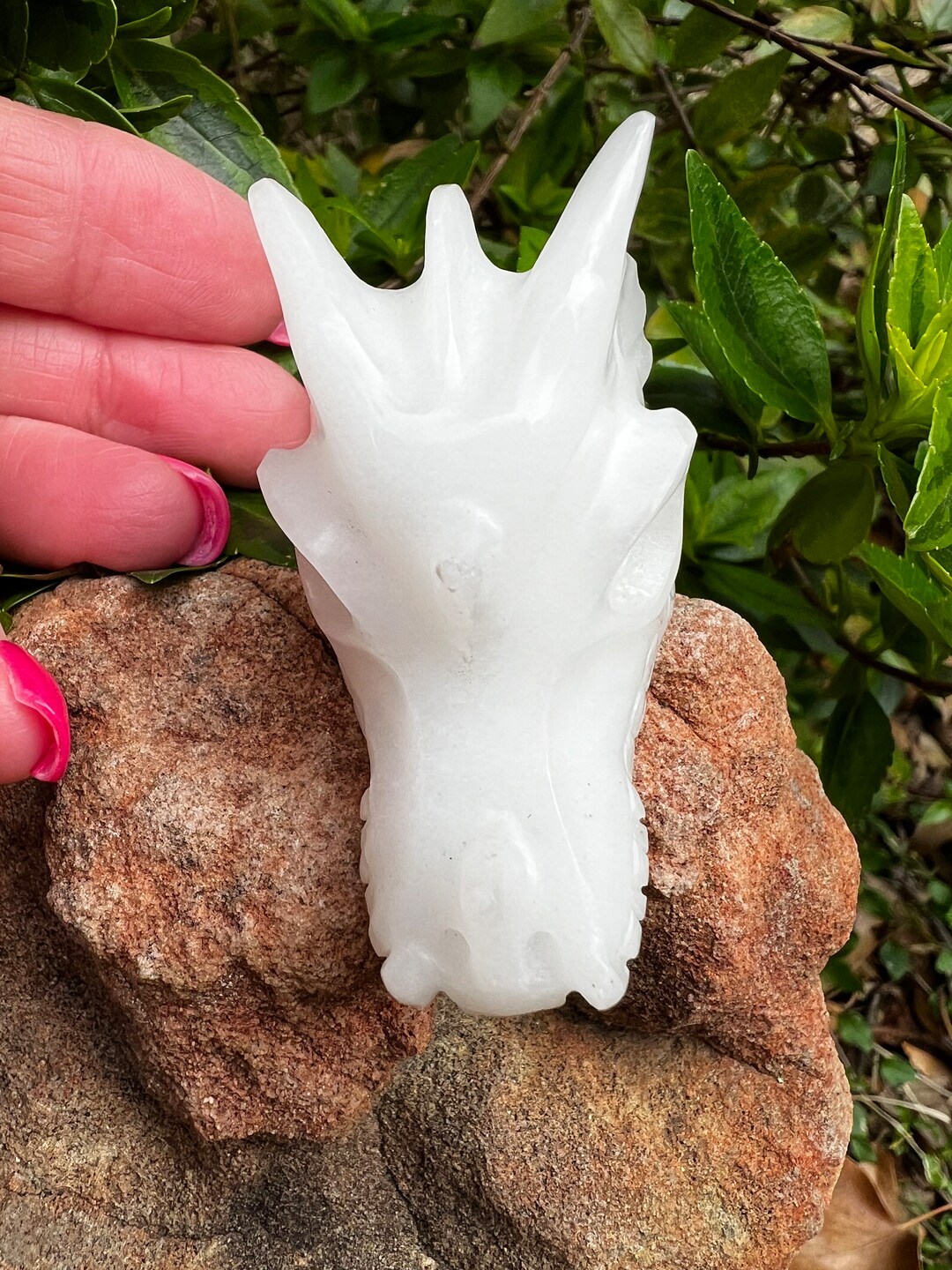White Jade Dragon Head Skull 2, New, Beautiful Skullis Carving, Crystals Healing Practice, Gift ...