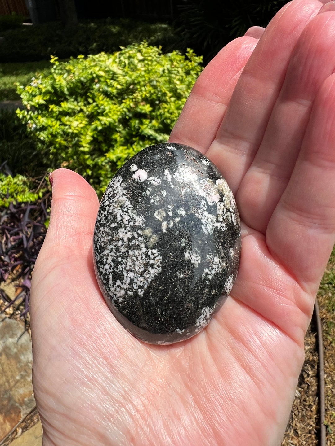 Large Snowflake Obsidian Palm Stone, 2.5, Gift, Altar, High Frequency ...