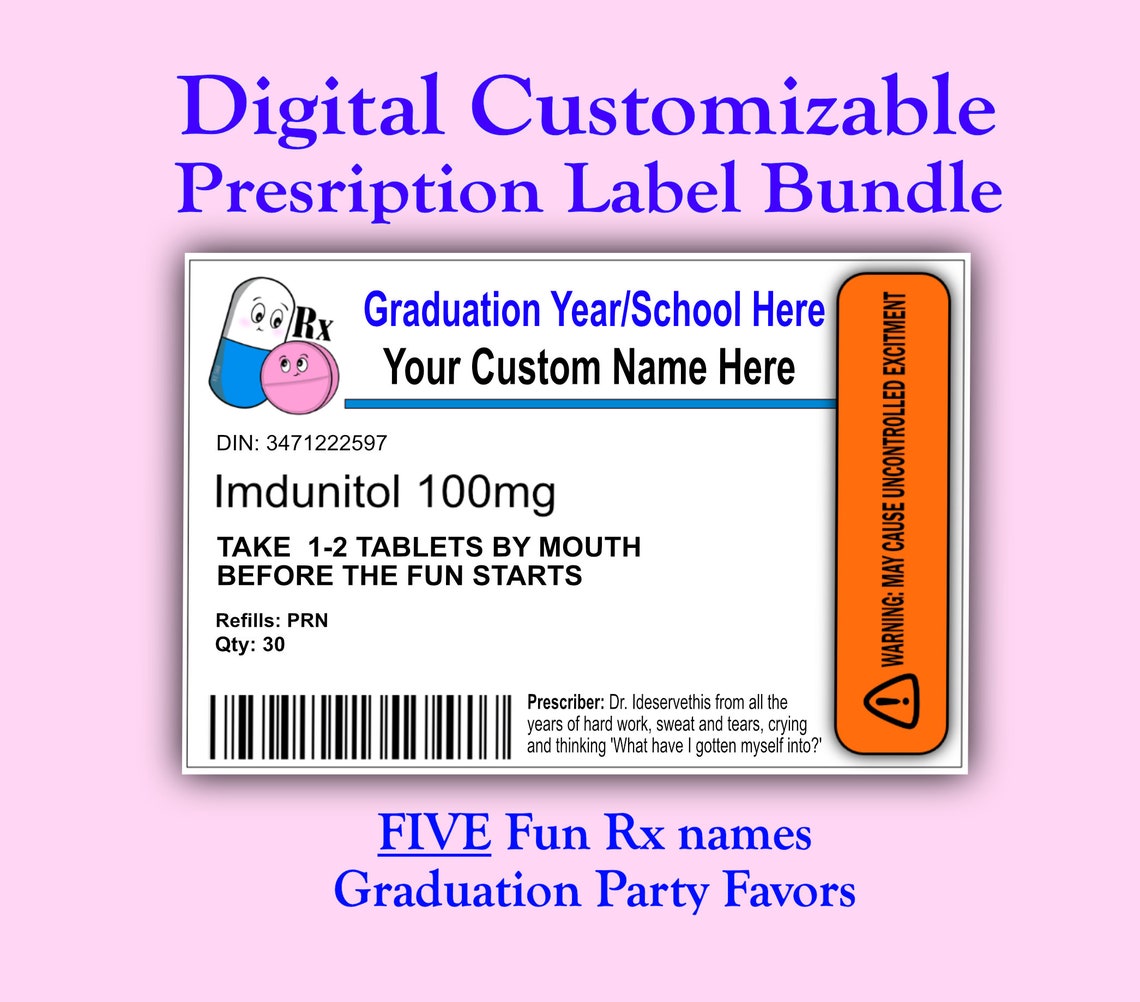 Customizable Nurse Pharmacy Medical Graduation Party Favor, Custom ...