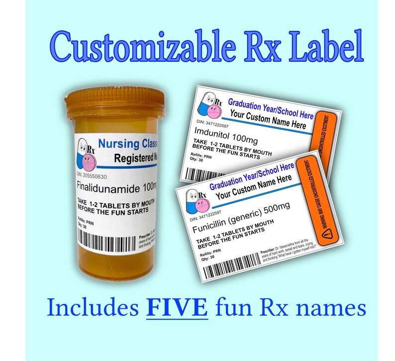 Customizable Nurse Pharmacy Medical Graduation Party Favor, Custom ...