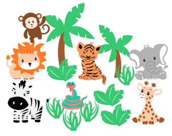 Jungle Animals Svg, Cute Animals Svg, Jungle Svg, Jungle Dxf, Jungle ...