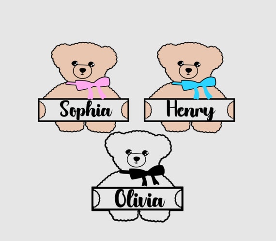 Teddy Bear Name Cut Files Teddy Bear Monogram Svg Png Bear - Etsy Ireland