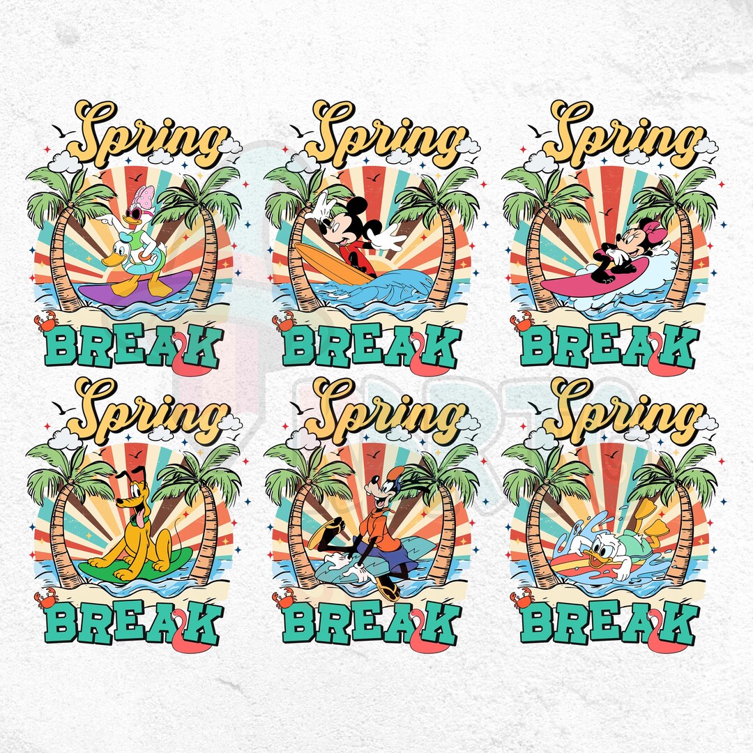 Mickey Friends Spring Break 2025 Png Bundle, Mickey Summer Vacation ...