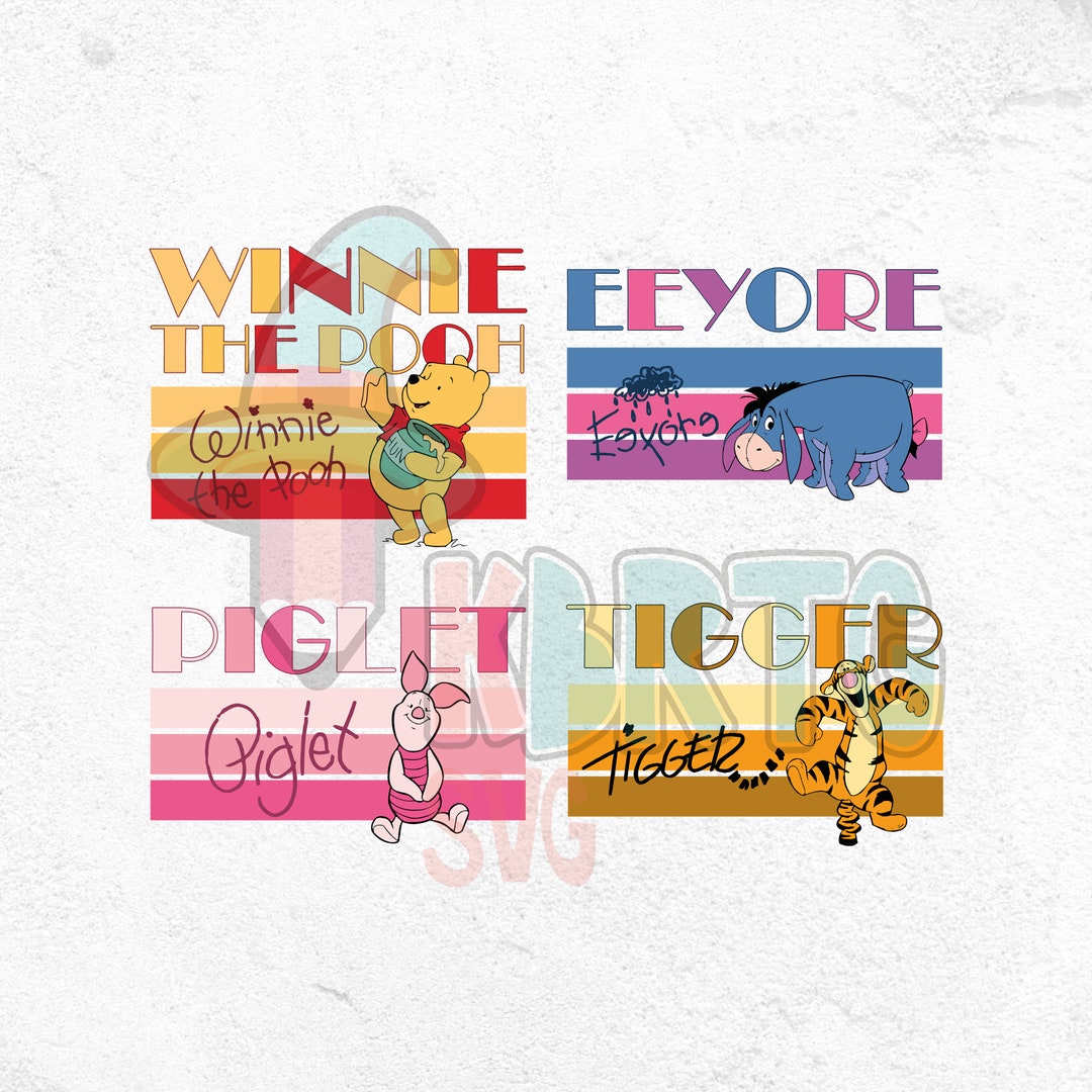 Winnie Character Sign PNG Bundle, Tiger, Signature Design, Eeyore ...