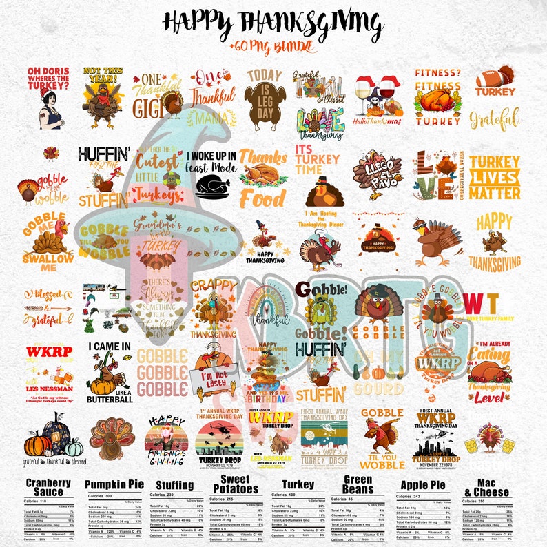 Thanksgiving PNG Bundle Thankful Png Blessed Png Fall Png - Etsy