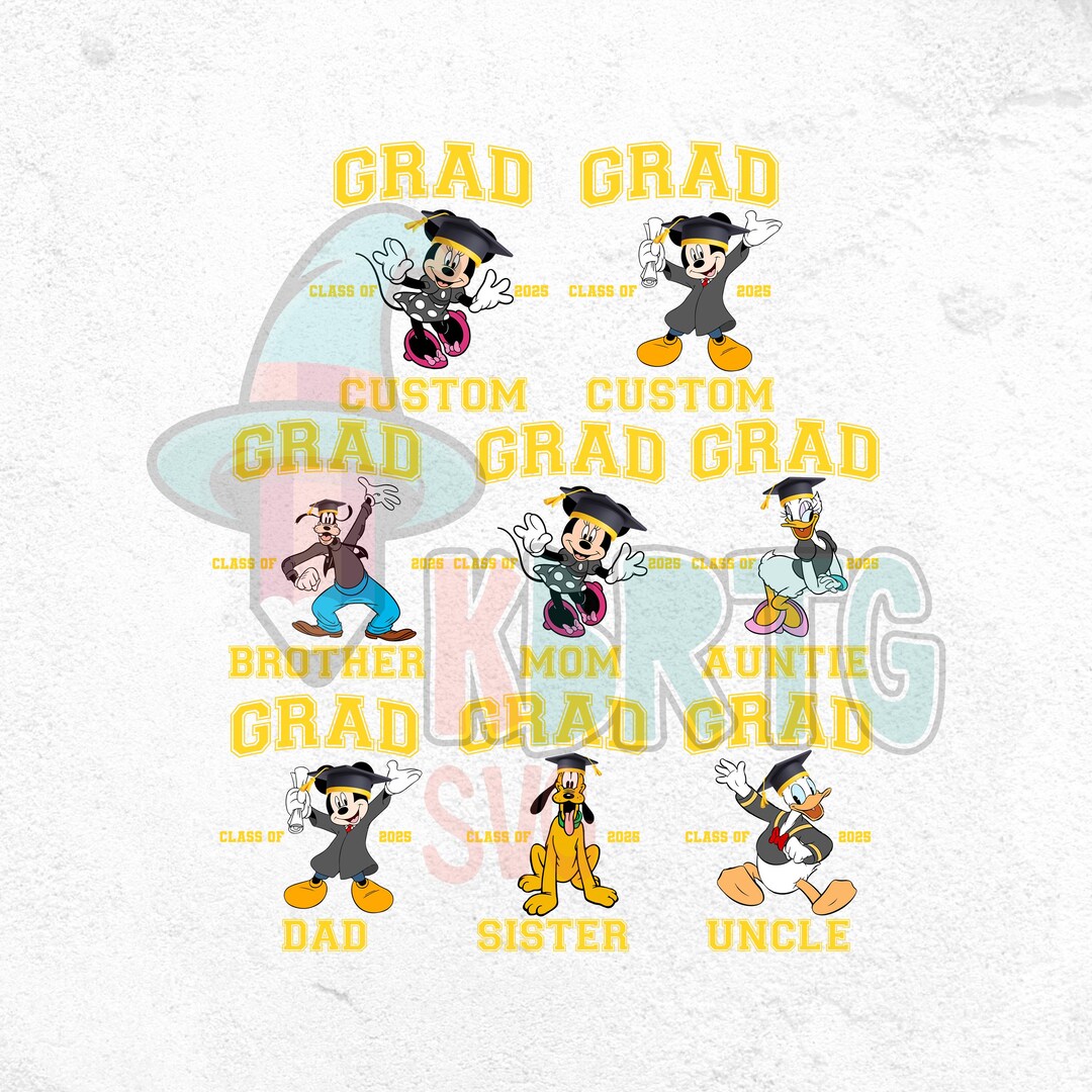 Custom Mickey Friends Graduation 2025 Png, Mickey Graduation Family Png ...