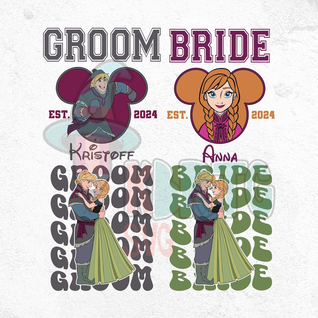 Custom Bride Groom Anna Kristoff Charming PNG Bundle, Matching Frozen ...