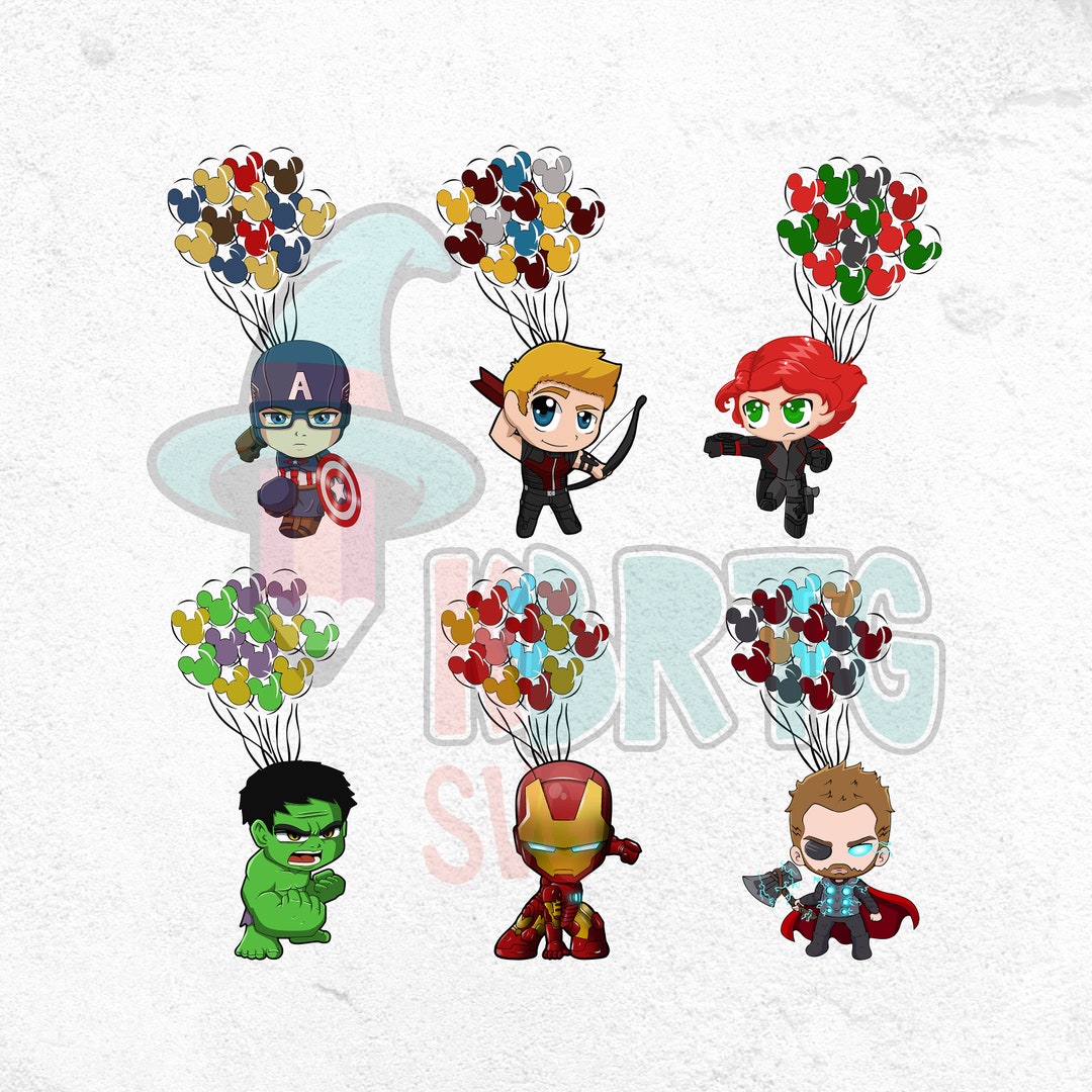 Marvel Balloons Png Bundle, Black Widow Chibi, Hulk, Ironman Friend PNG ...