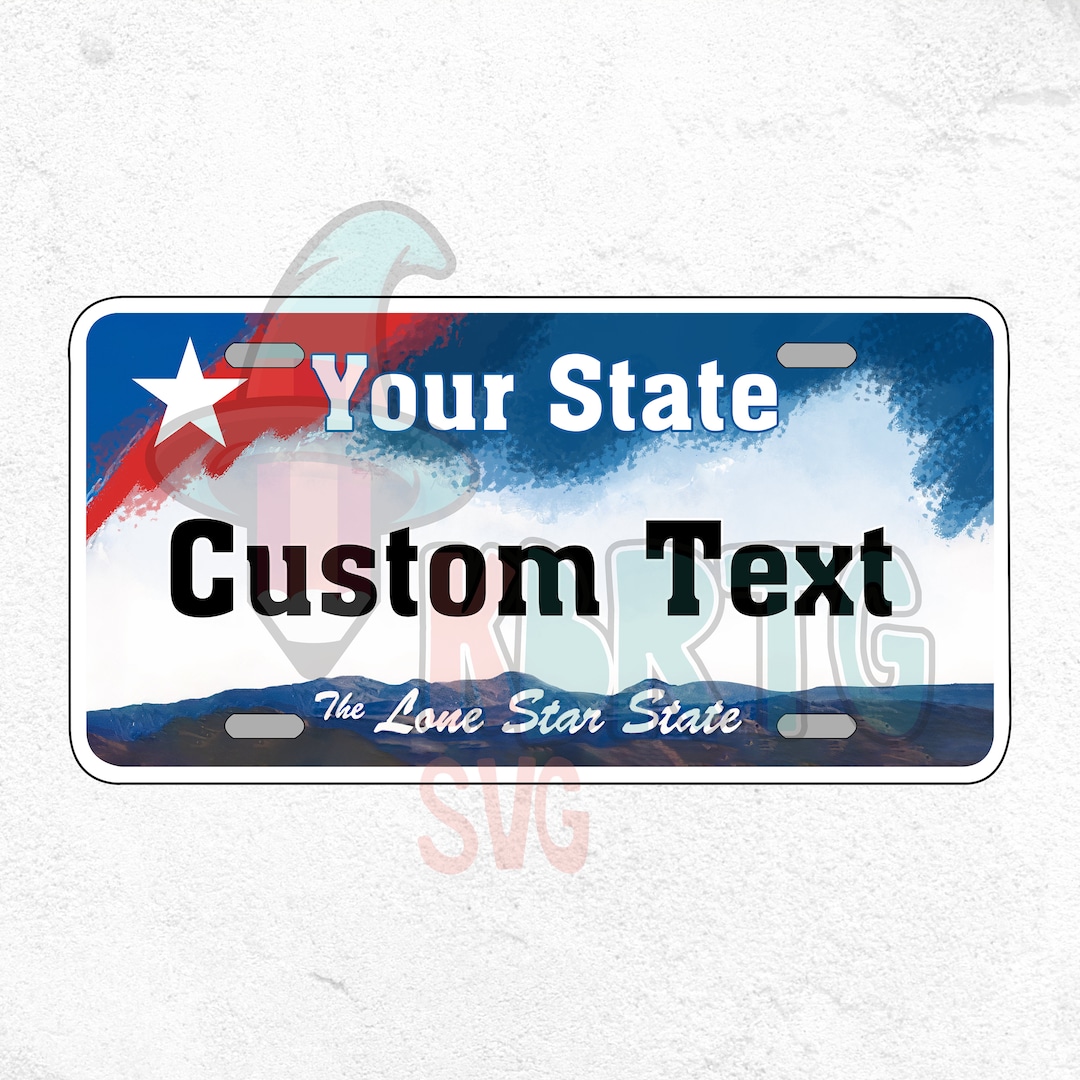 Custom Your Text, Texas License Plate PNG, Driving State, States Usa ...