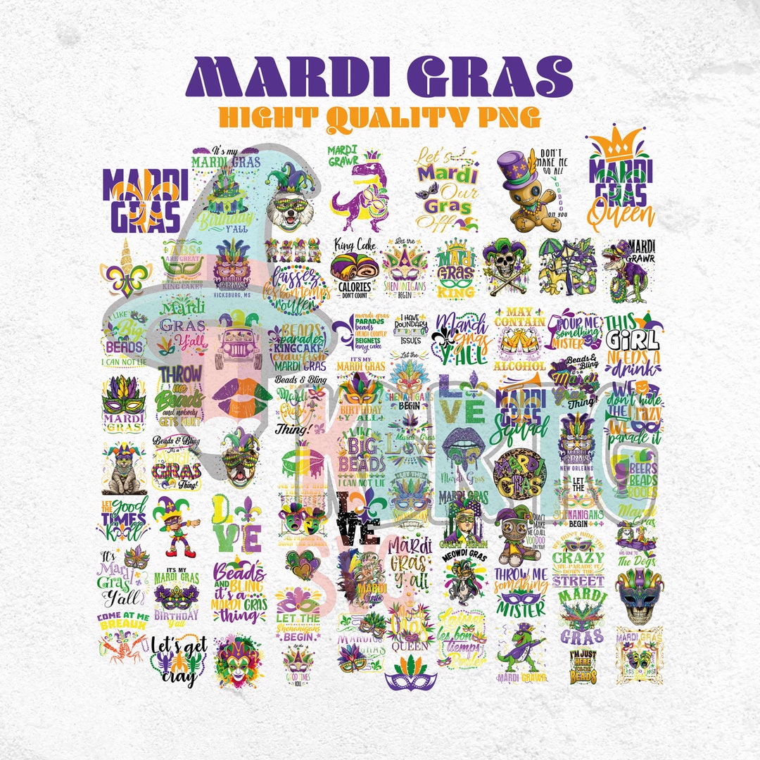 Mardi Gras Carnival PNG Bundle, Fat Tuesday Carnival, Fleur De Lis ...