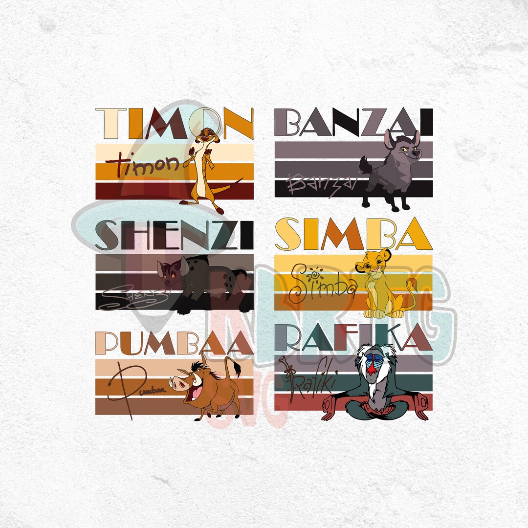 Animal Kingdom Signature PNG Bundle Simba Timon Pumba - Etsy