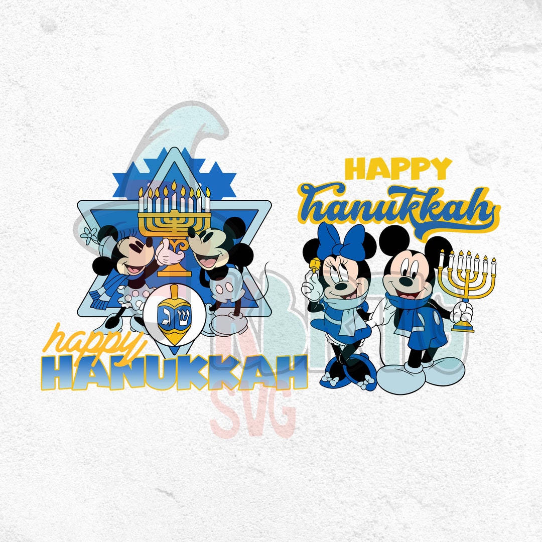 Mickey and Minnie Happy Hanukkah PNG Bundle: Jewish Holiday (digital ...