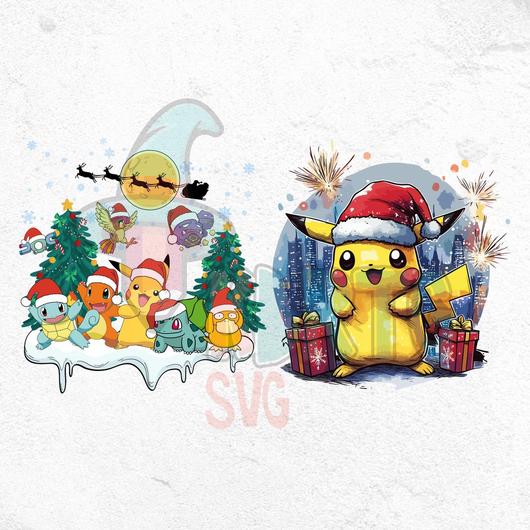 Pokemon Christmas Png, Pikachu Christmas Png, Ash and Friends Merry ...
