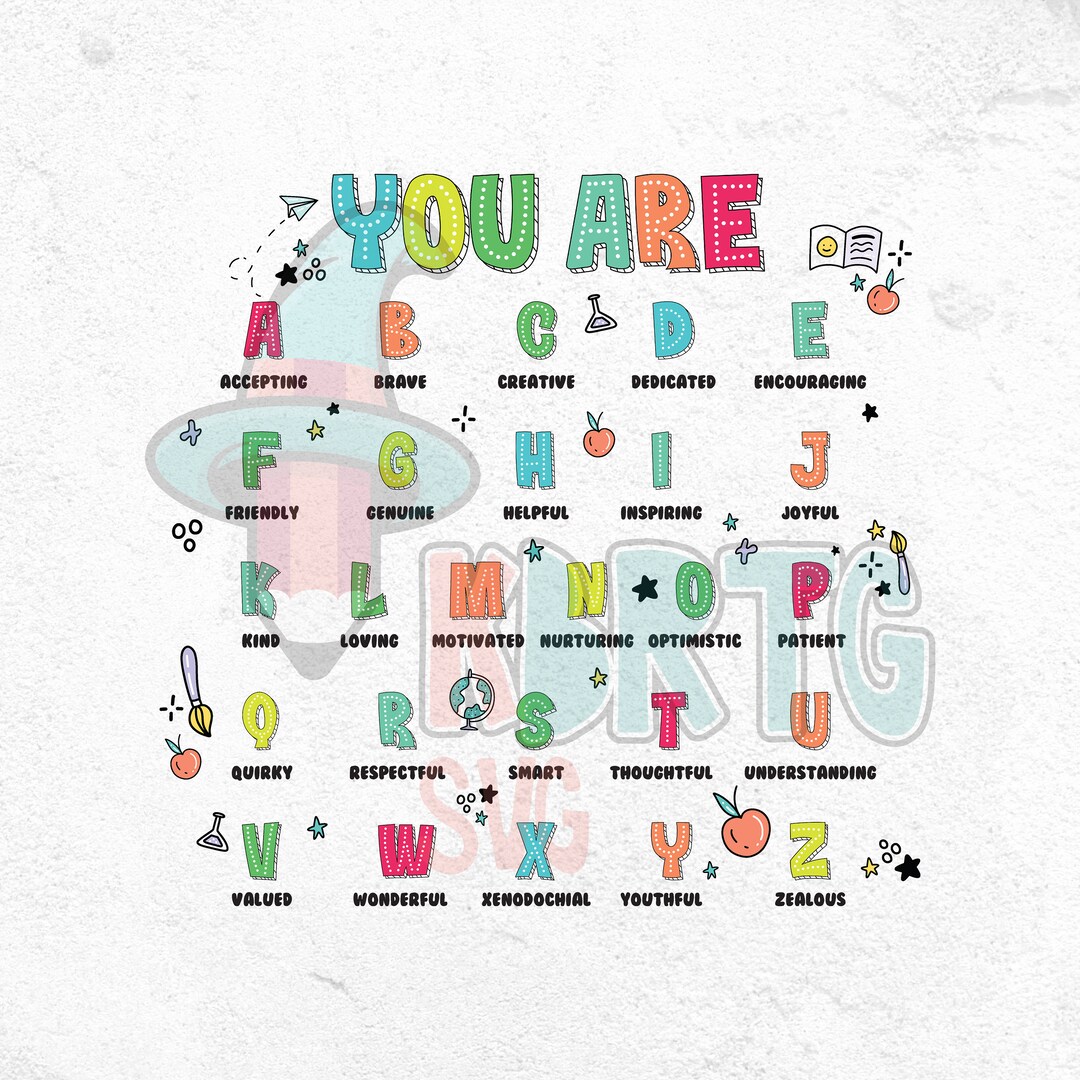 You Are Alphabet Teacher School Png, First Day of School Png, Welcome ...