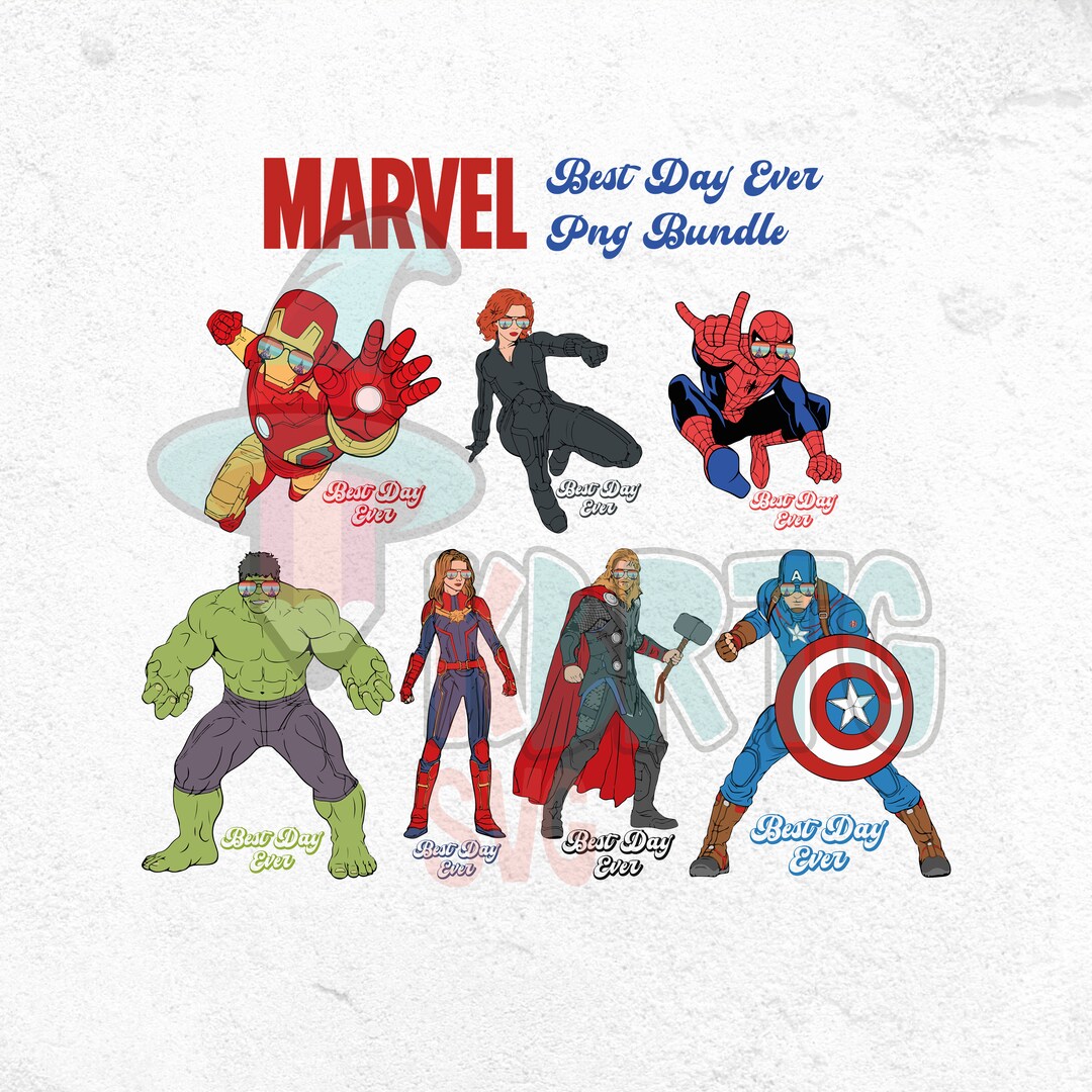 Best Day Ever Marvel Character Png Bundle, Spiderman, Captain America ...