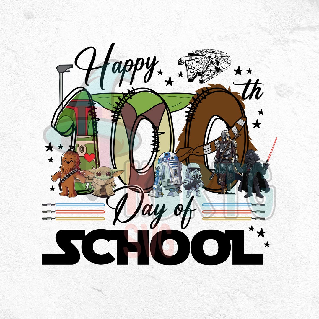 100 Days of School Star Wars PNG, School 100th Day Yoda Friends Png ...