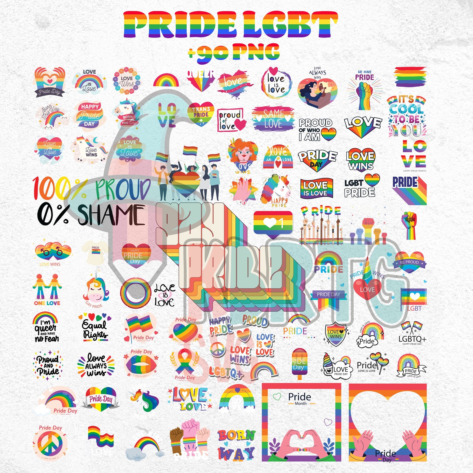 Pride Month Png Bundle Equality Pride Mom Rainbow Proud | Etsy