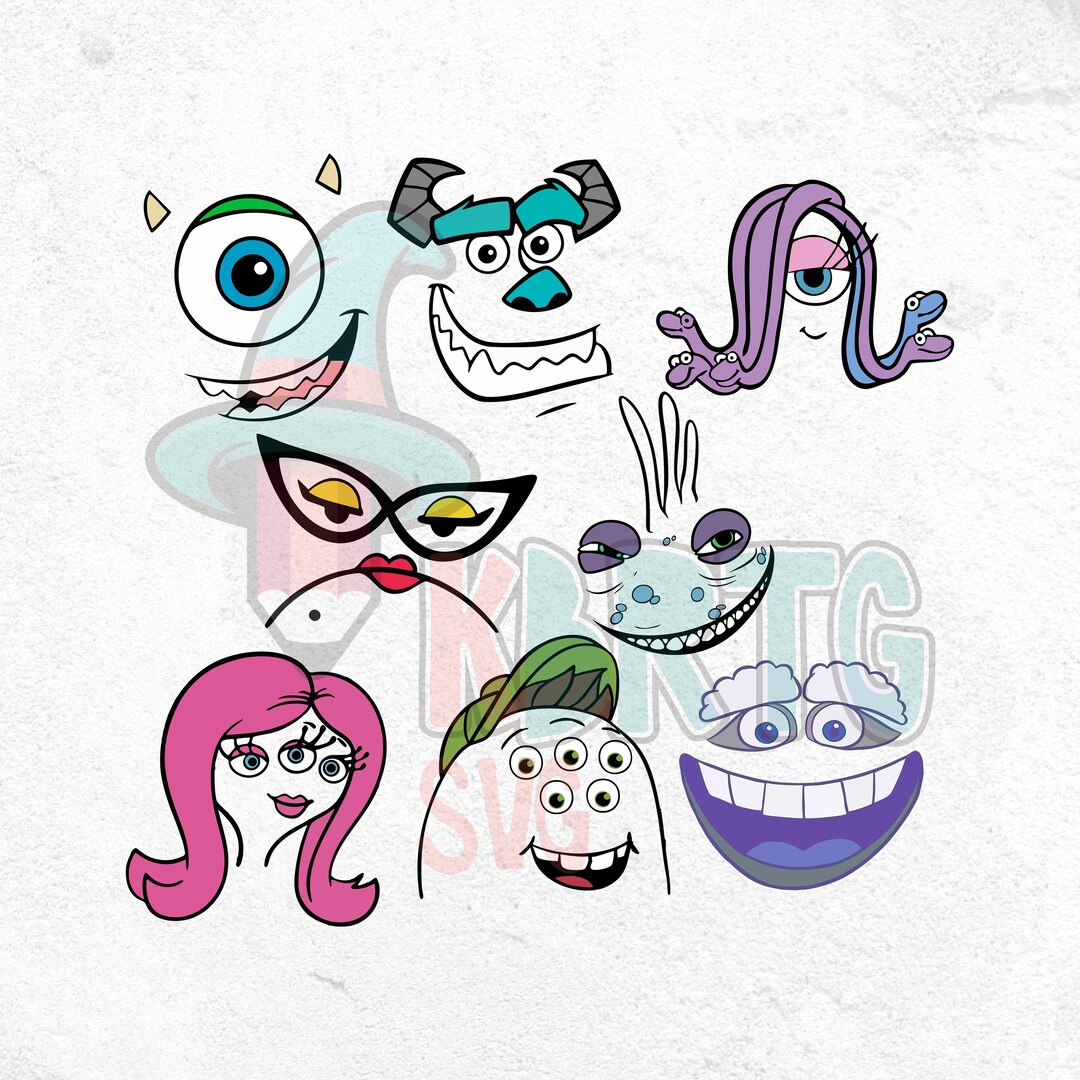 Monsters Png, Monsters Inc Png Bundle, Monsters Inc Face PNG Bundle ...