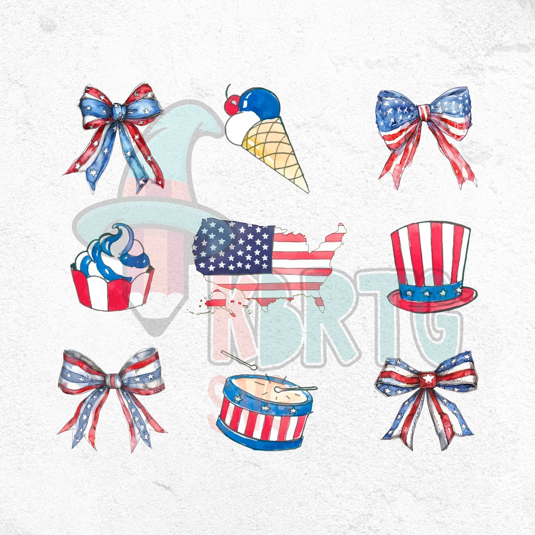 Coquette American Flag Png, Coquette Bow Png, 4th of July Sublimation ...