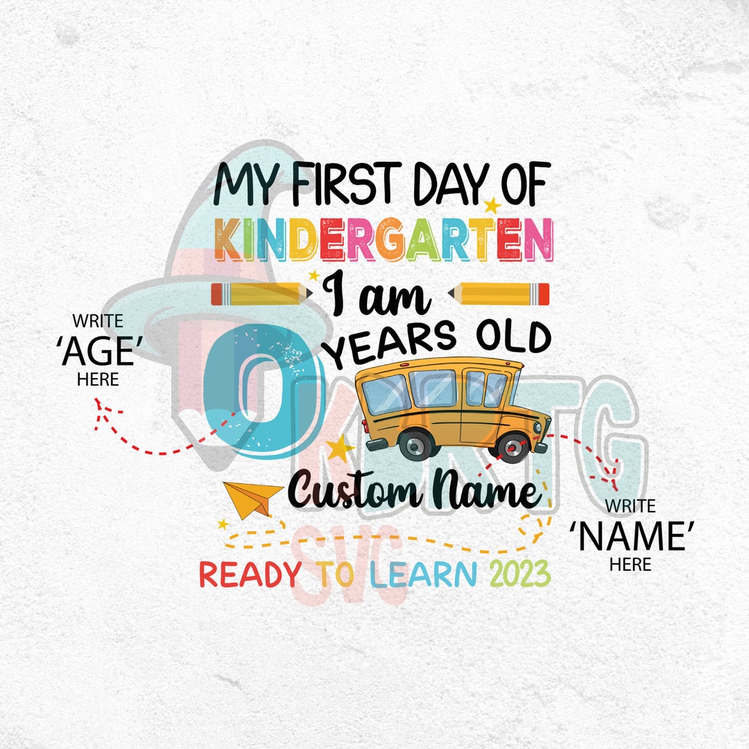 Custom Back to School, Kindergarten Png, Pre K PNG, First Day of School ...