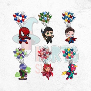 Marvel Balloons Png Bundle, Spiderman Chibi, Strange, Scarlet Witch PNG ...