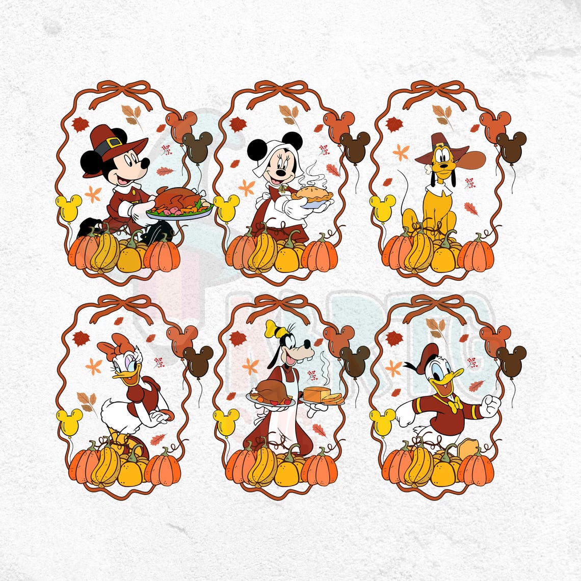 Thanksgiving Mickey Mouse PNG Bundle, Turkey and Friends (digital ...