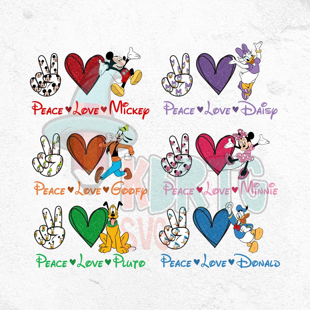 Peace Love Mickey Png Bundle, Digital Download, Peace Love Png, Magical ...