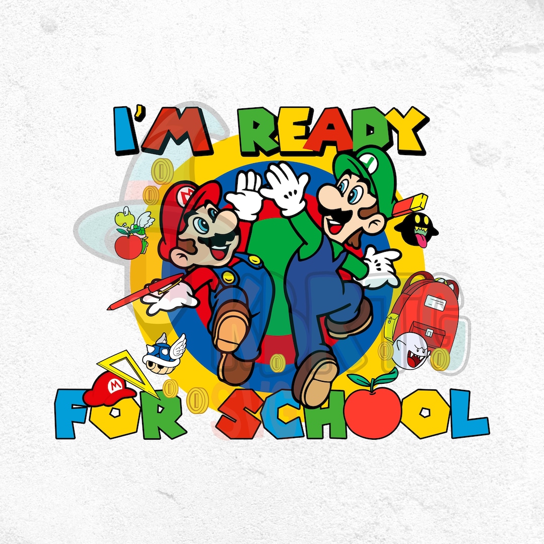 Funny Mario Back to School PNG: First Day of School (digital Download ...