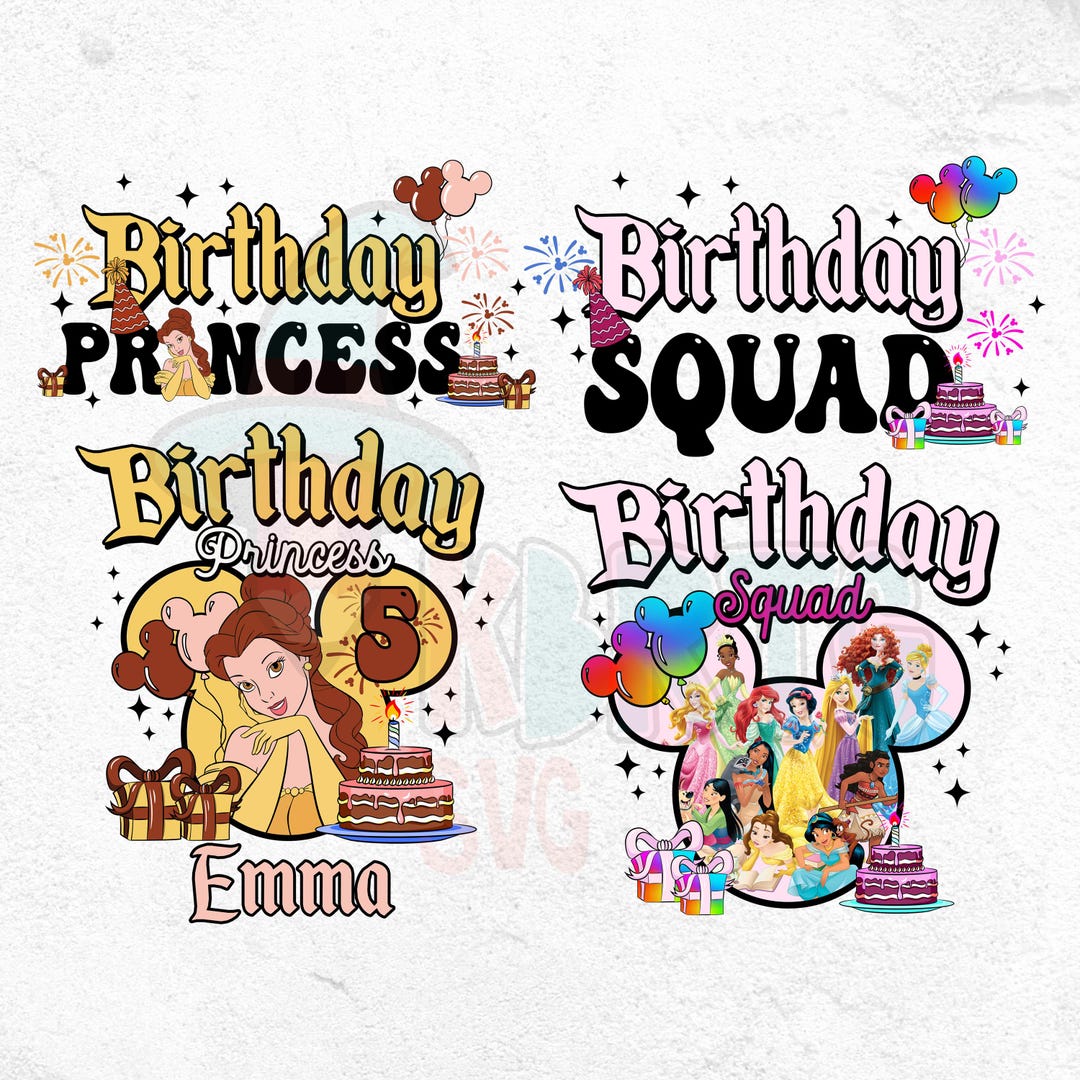 Belle Princess Birthday Squad PNG Bundle (digital Download) - Etsy