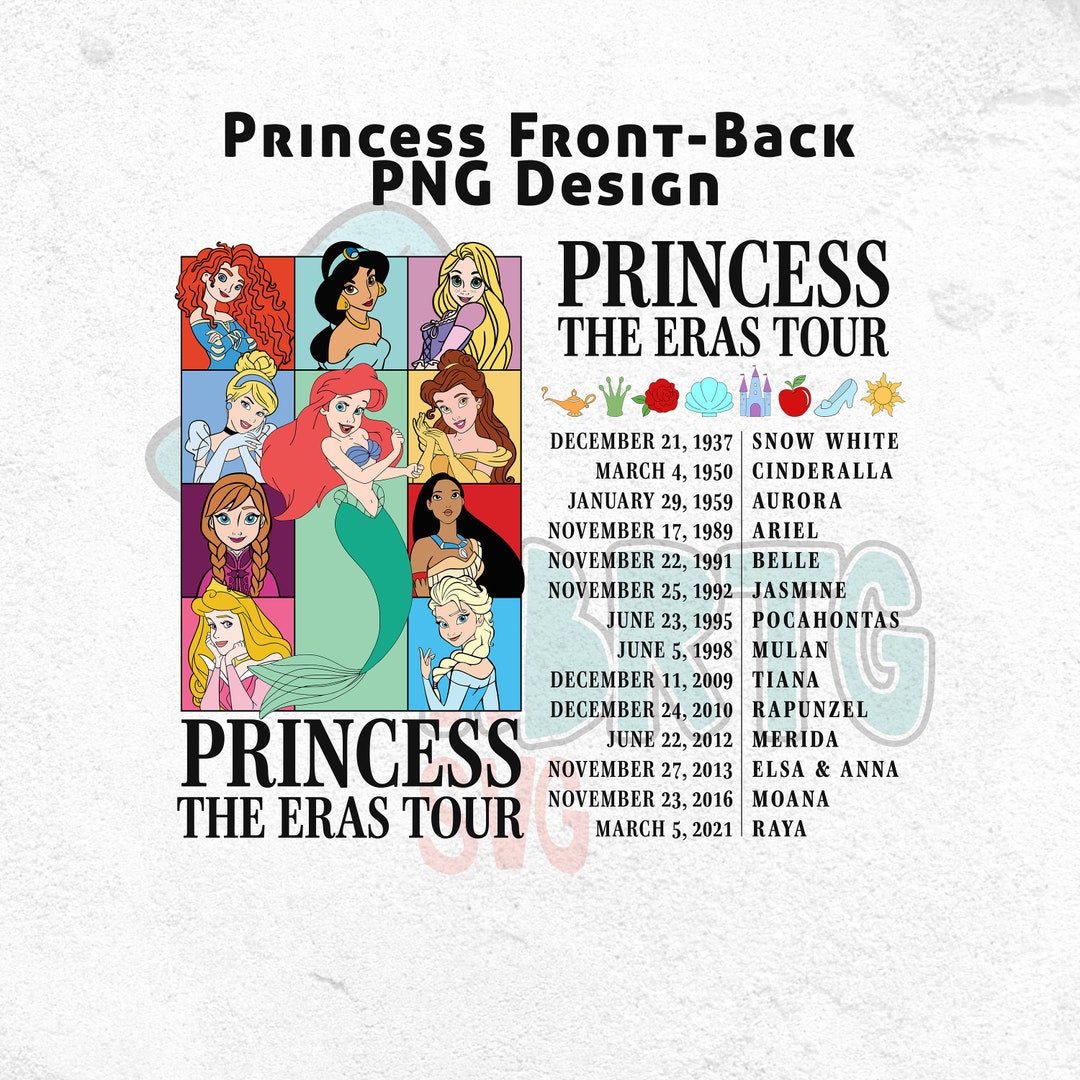 Princess Eras Tour PNG Bundle: Front Back Designs (digital Download) - Etsy