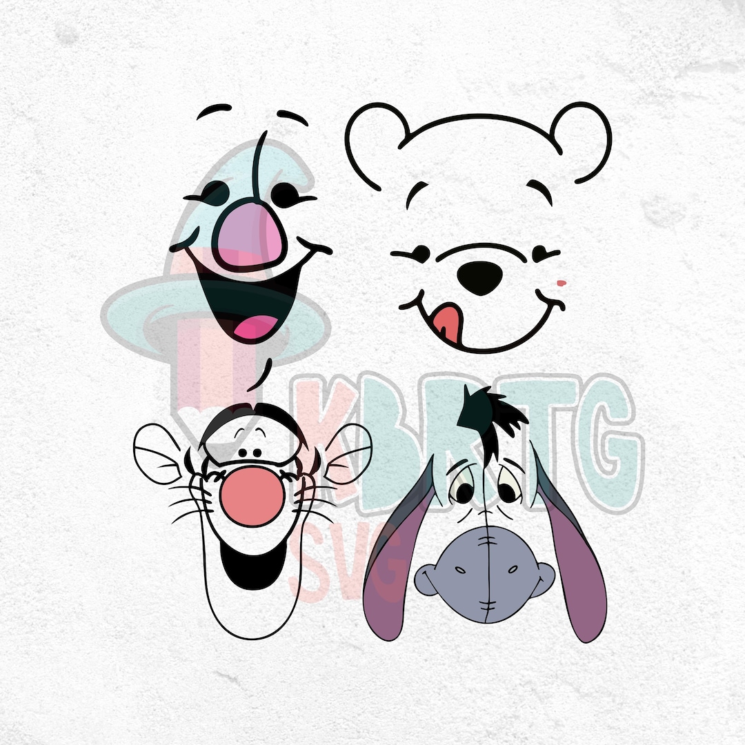 Winnie the Pooh Face PNG Bundle: Pooh & Friends (digital Download ...